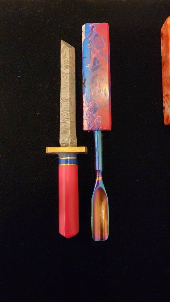 Candle Wax Carving Tool Set. Mini Damascus Steel Katana With Sheath ...