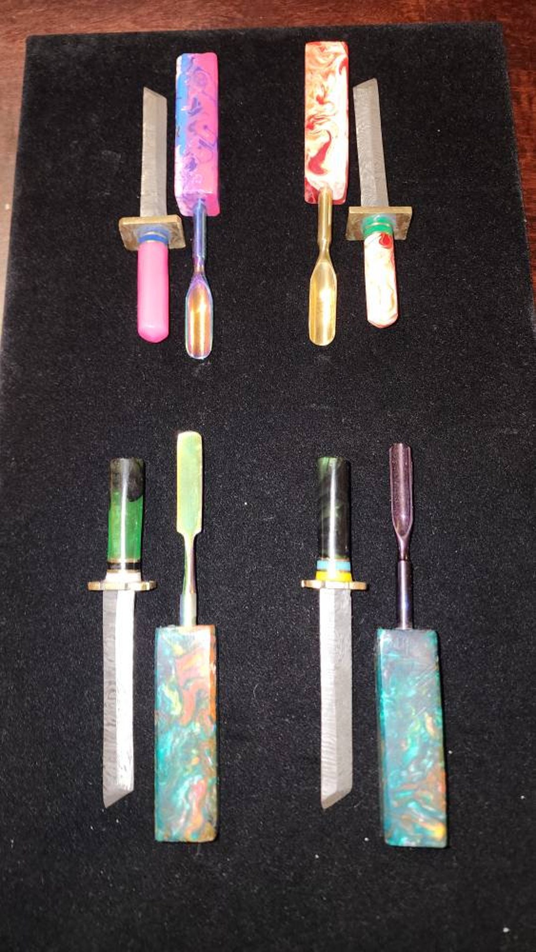Candle Wax Carving Tool Set. Mini Damascus Steel Katana With Sheath ...