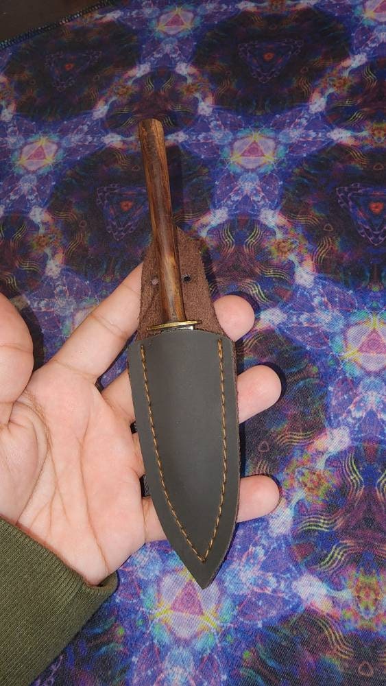 Mini Damascus Steel Curved Spear With Sheath Wooden Handle - Etsy