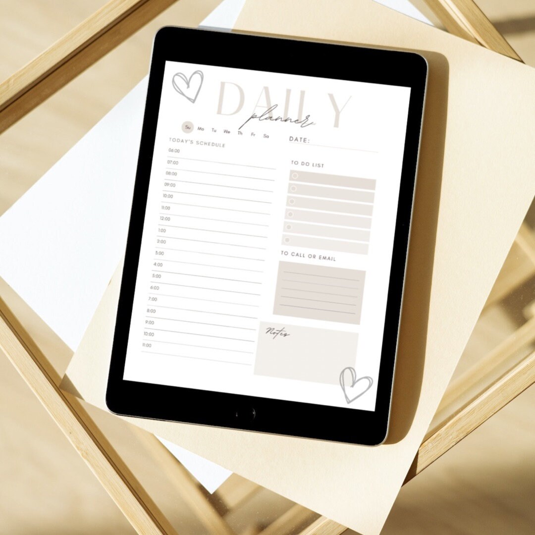 Minimalist Nude Daily Planner Printable One Page Download - Etsy
