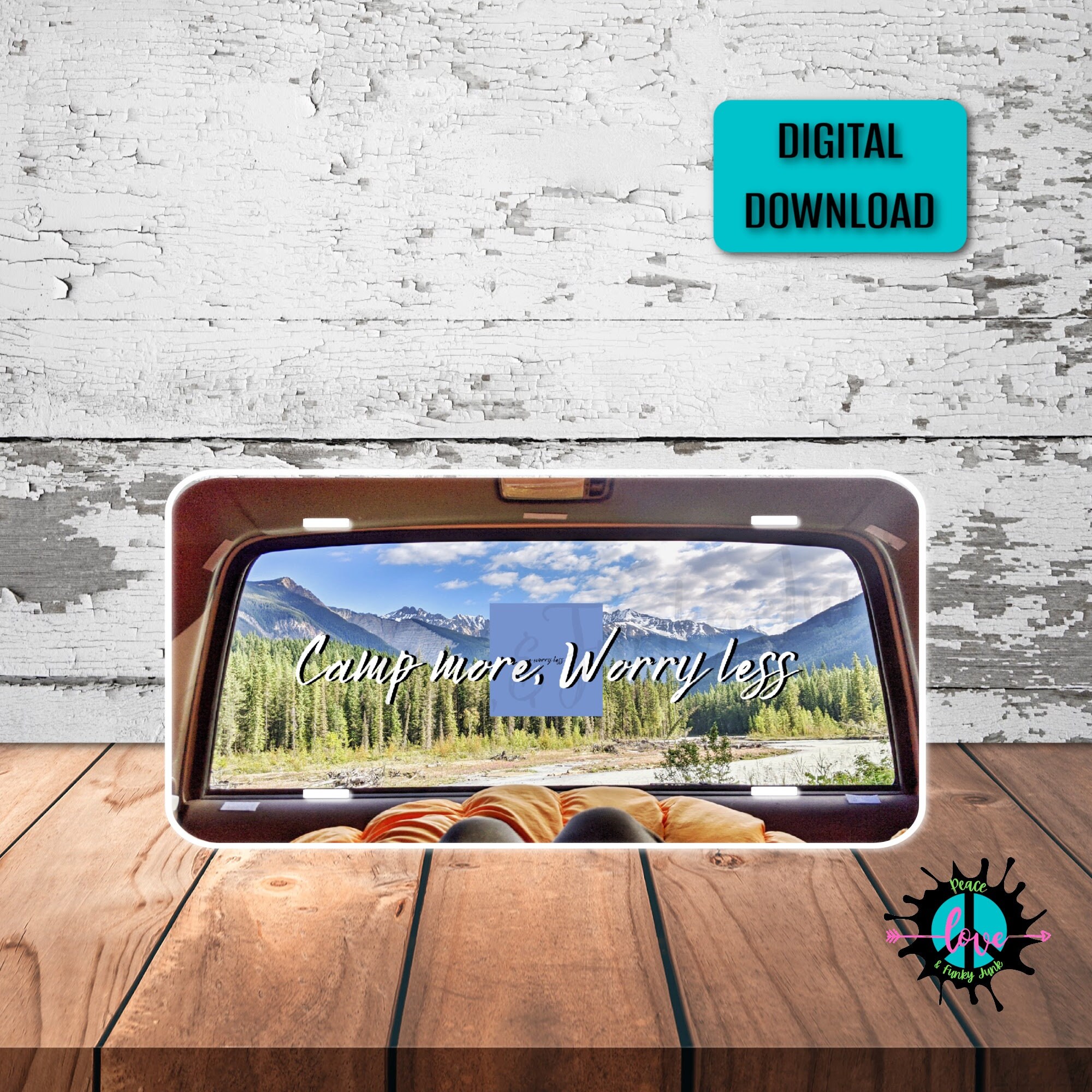 Camp More Worry Less License Plate PNG - Sublimation Printing (digital ...