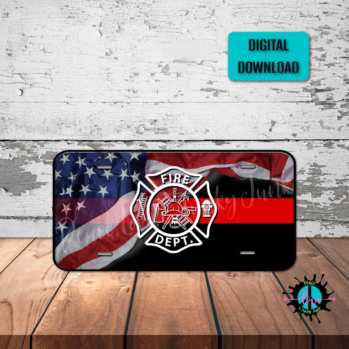 Thin Red Line Firefighter American Flag License Plate Png for - Etsy