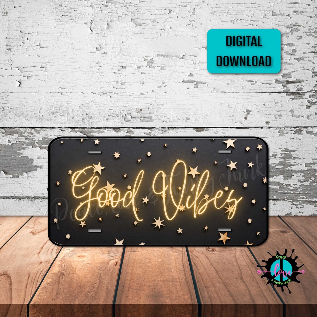 Hippie Good Vibes License Plate Png for Sublimation Printing, Vibrant ...