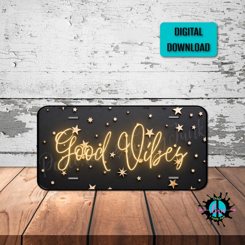 Hippie Good Vibes License Plate Png for Sublimation Printing - Etsy