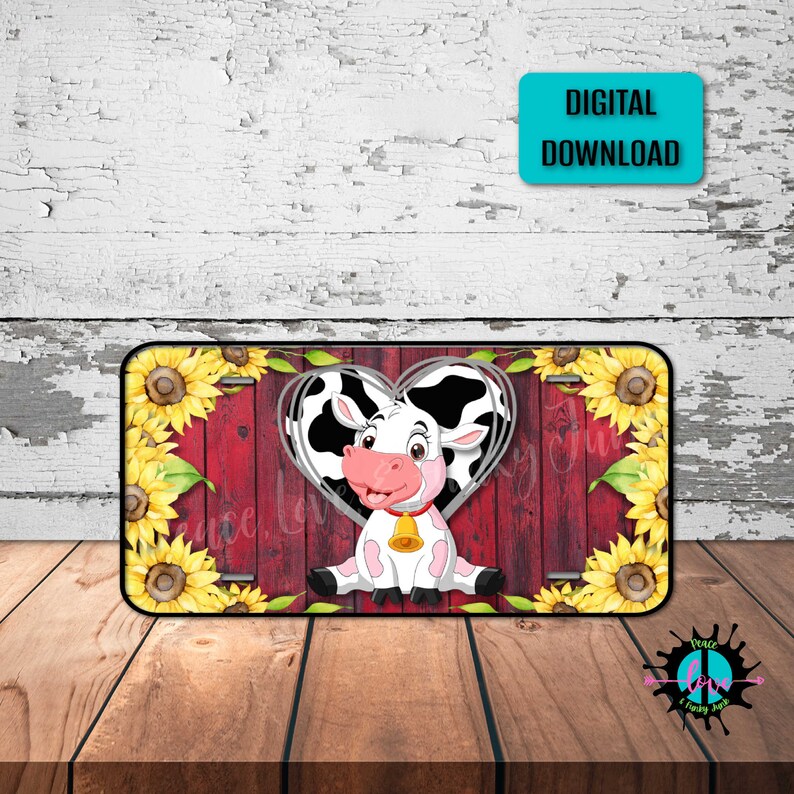Cow License Plate Png: Farm Life Sublimation Design (digital Download ...