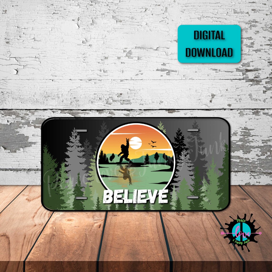 Believe Bigfoot License Plate Png for Sublimation Printing, Vibrant ...
