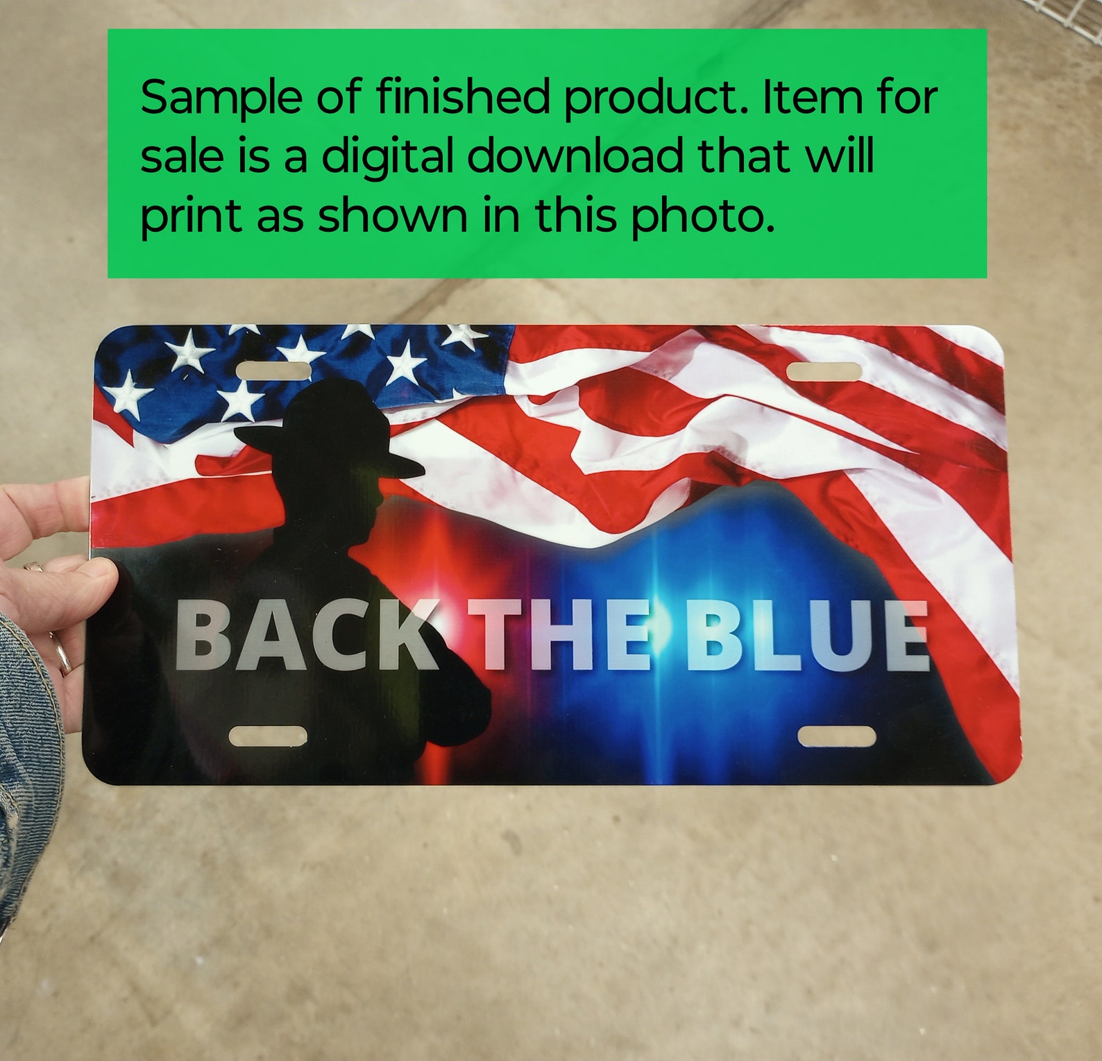 Back the Blue License Plate PNG: Police Officer Sublimation (digital ...