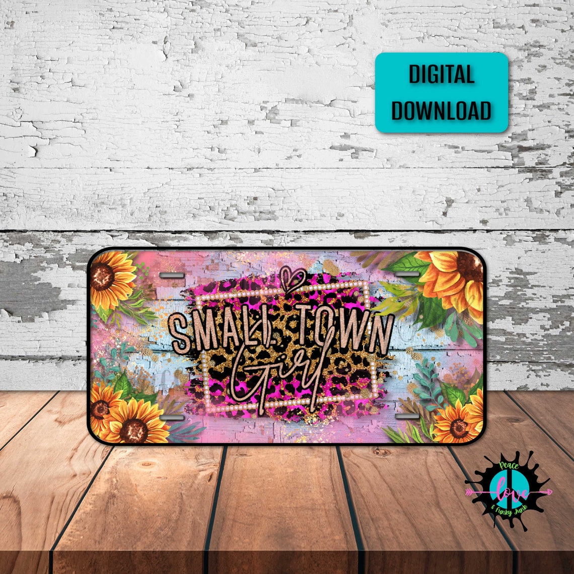 Small Town Girl License Plate Png for Sublimation Printing, Rustic Wood ...