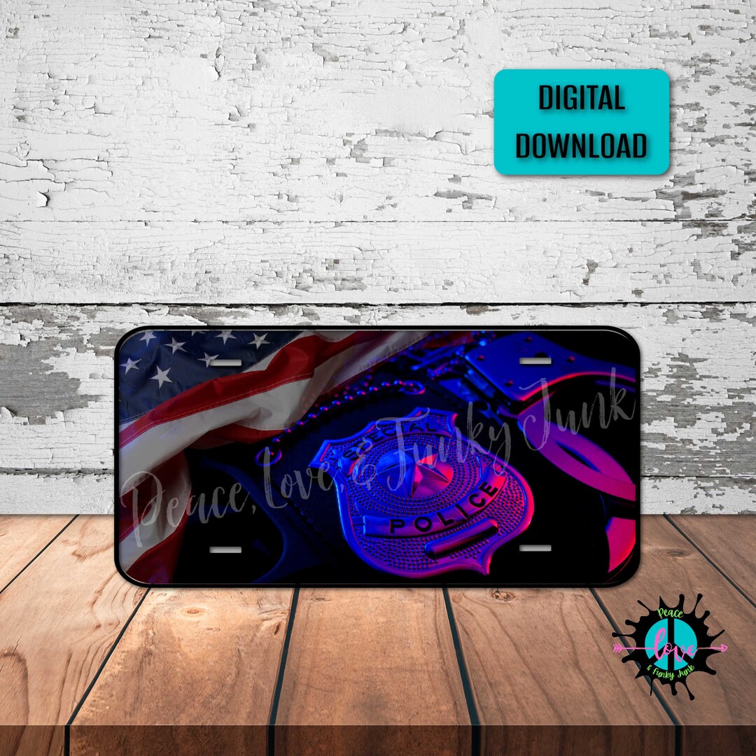 Back the Blue Police Officer License Plate Png for Sublimation Printing ...
