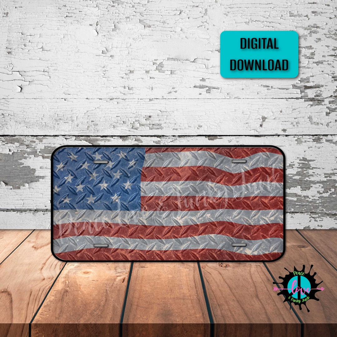 American Flag License Plate PNG: Diamond Plate Sublimation (digital ...