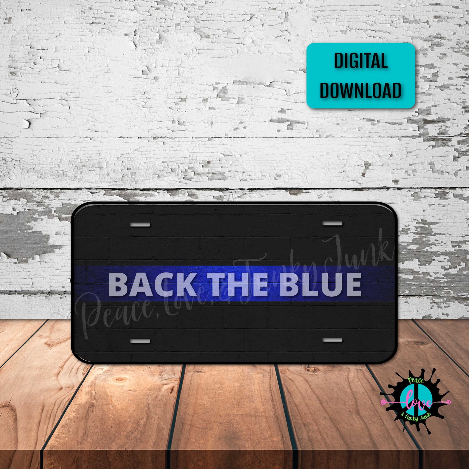 Back the Blue Police Officer License Plate Png for Sublimation Printing ...