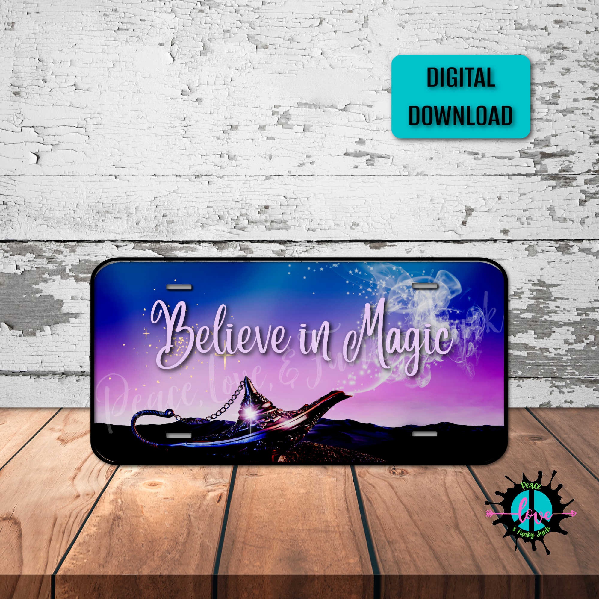 Believe in Magic, Genie Lamp License Plate Png for Sublimation Printing ...