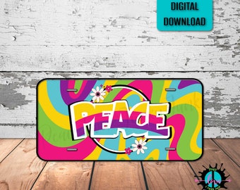 Hippie Peace Gnome License Plate Png for Sublimation Printing - Etsy