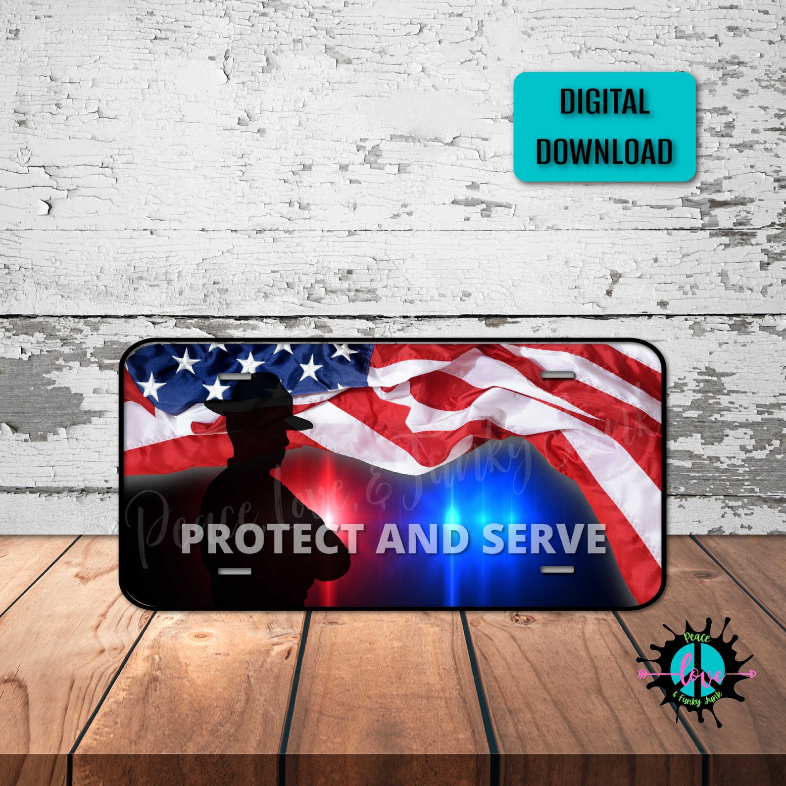 Protect and Serve Police Officer License Plate Png for Sublimation ...