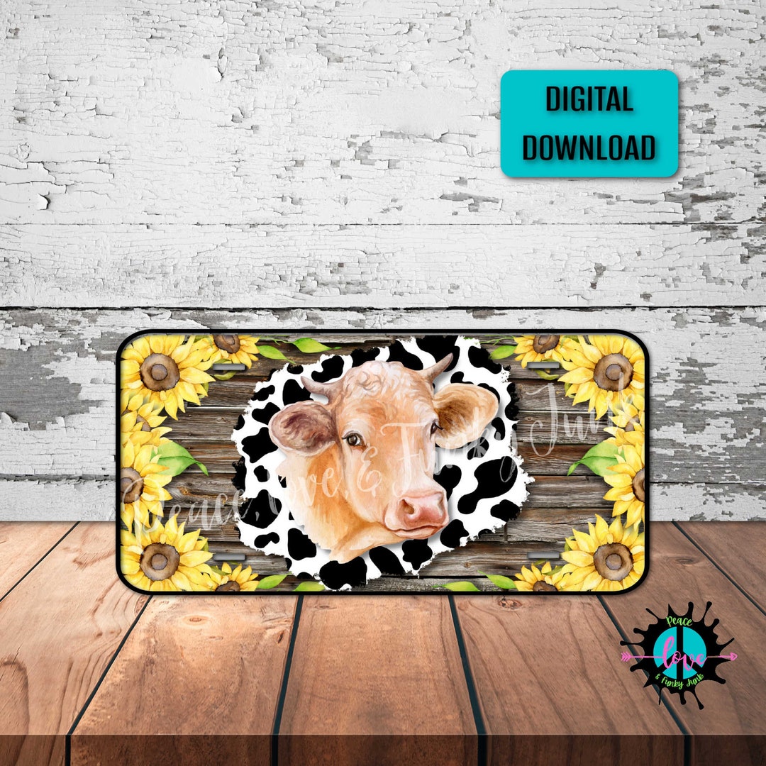 Cow License Plate PNG: Farm Life Sublimation Design (digital Download ...