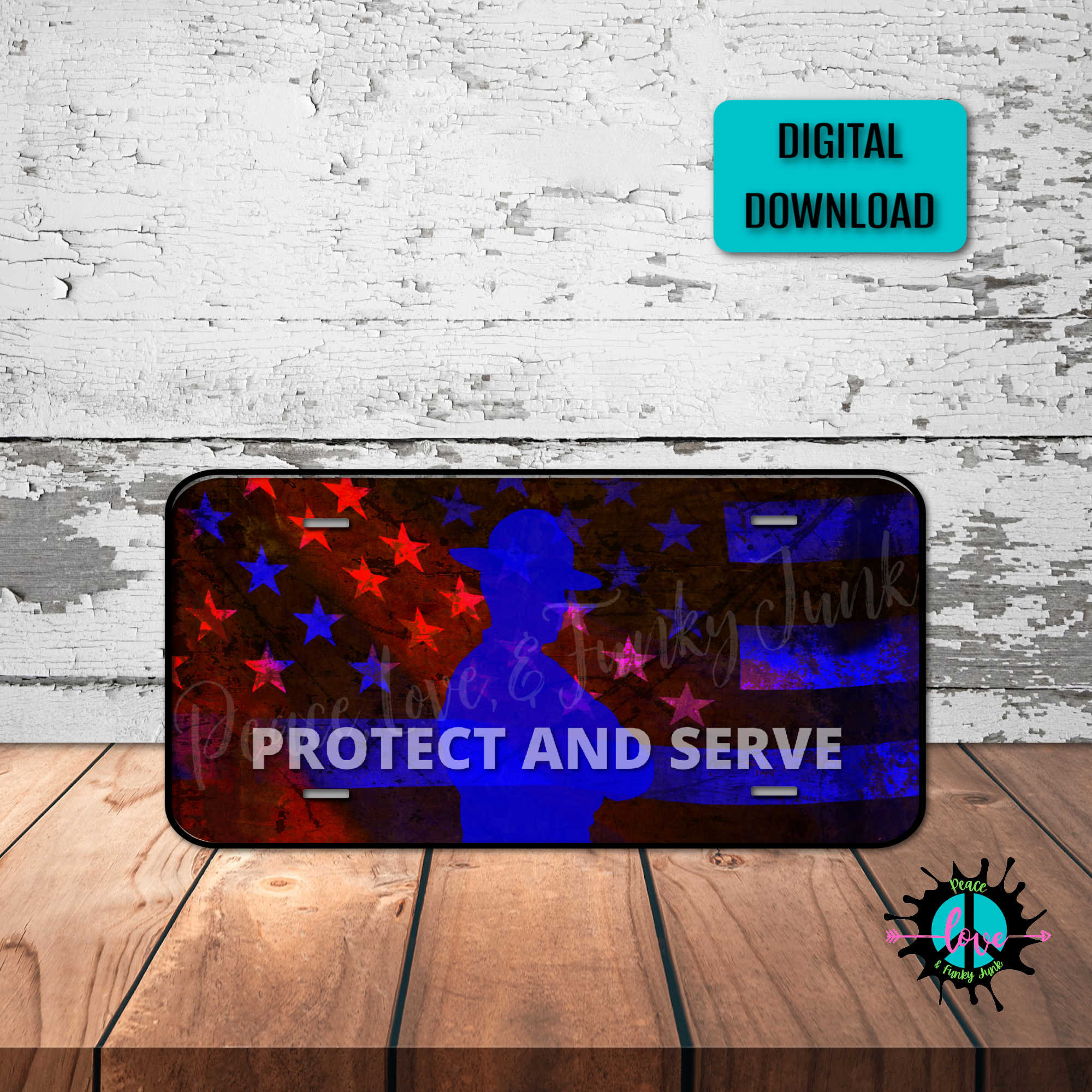 Protect and Serve Police Officer License Plate Png for Sublimation ...