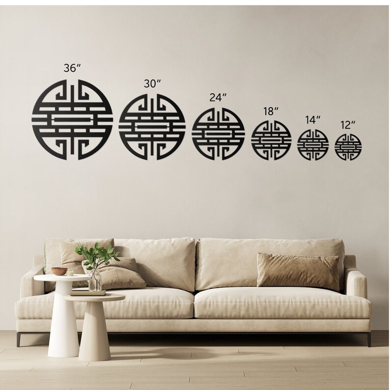 Asian Art Longevity Symbol Metal Wall Art Oriental Decor, Feng Shui ...