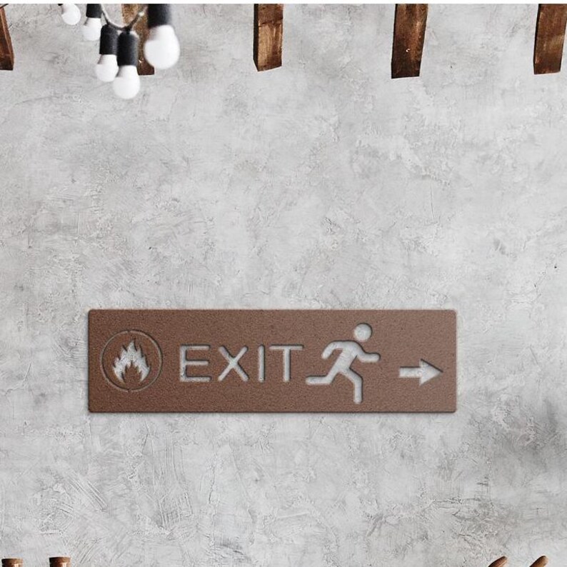 Metal Fire Exit Sign, Fire Escape Sign, Metal Arrow Signs, Emergency ...