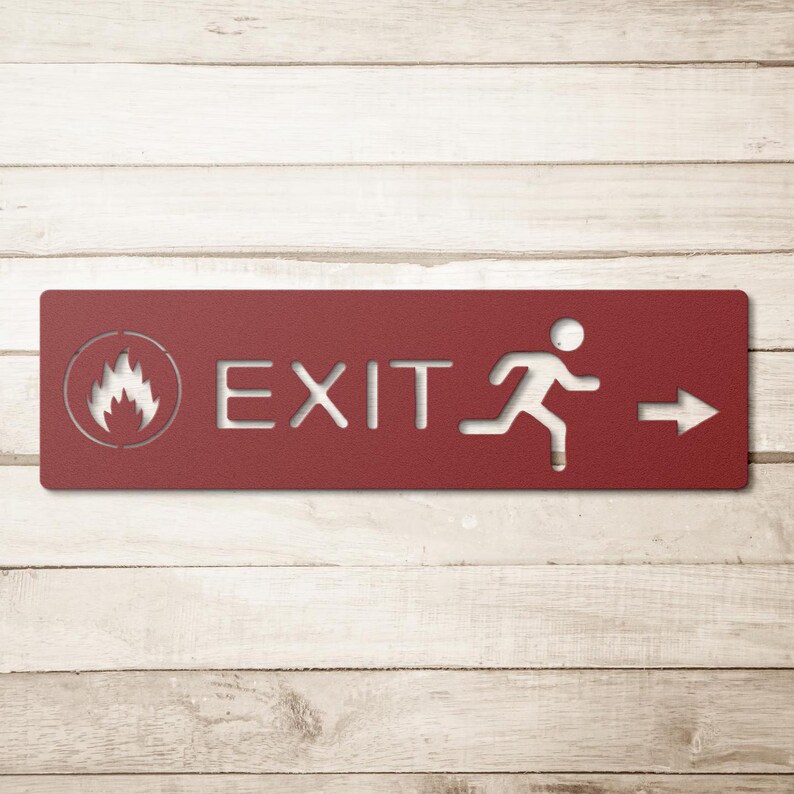 Metal Fire Exit Sign, Fire Escape Sign, Metal Arrow Signs, Emergency ...