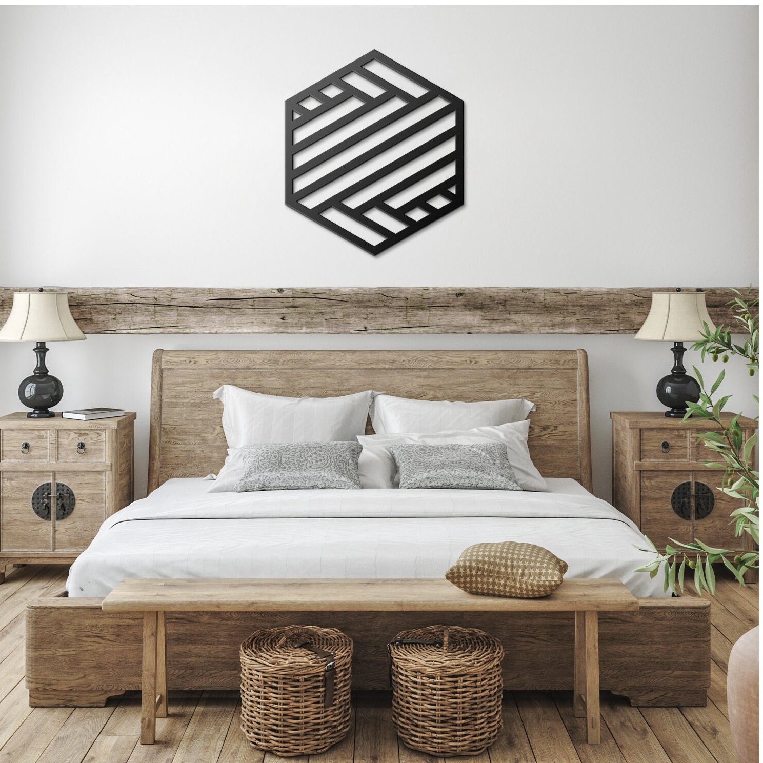 Hexagon Metal Wall Art Sacred Geometry Wall Art Modern Geometric Metal ...