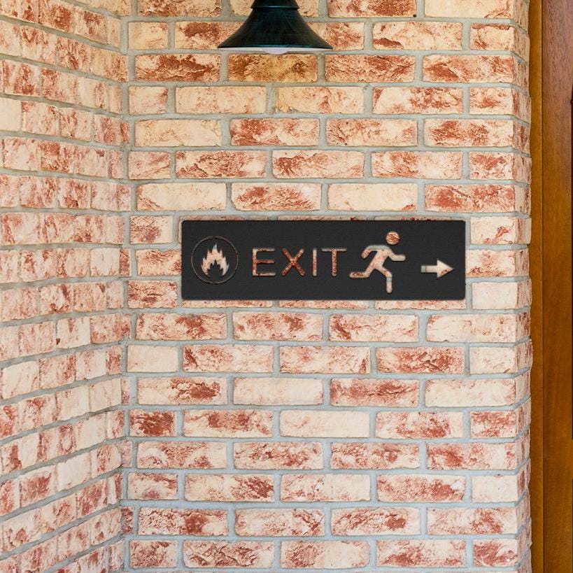 Metal Fire Exit Sign, Fire Escape Sign, Metal Arrow Signs, Emergency ...