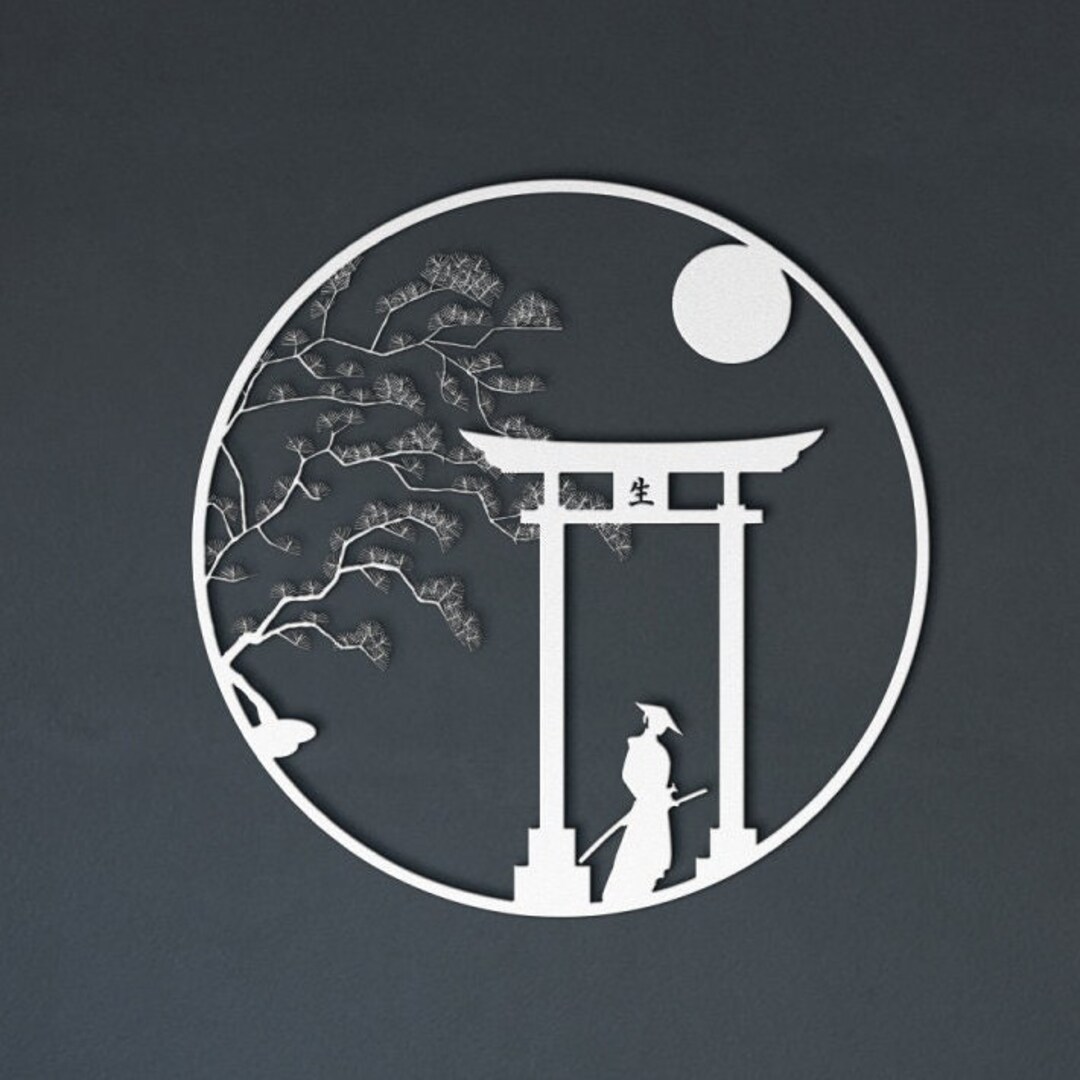 Japanese Metal Wall Art, Torri Gate Wall Art Bonsai Tree Metal Asian ...