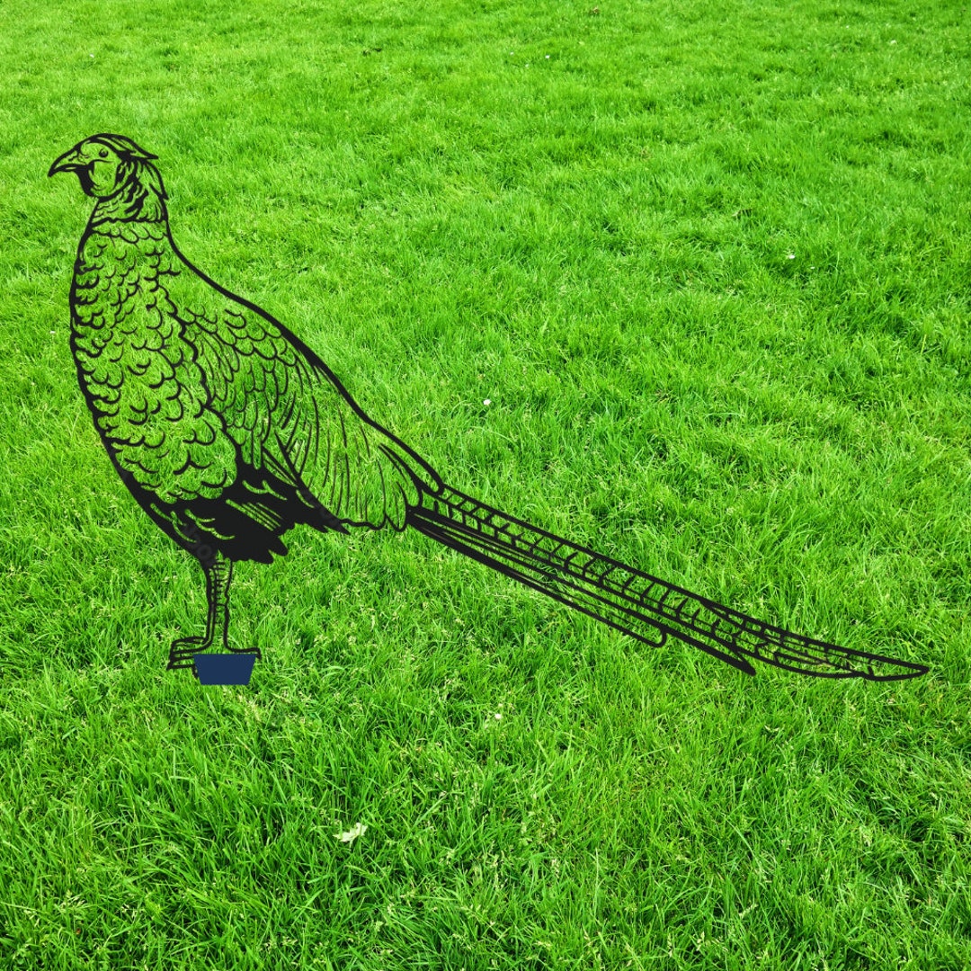 Pheasant Garden Metal Stake, Metal Art, Pheasant Yard Stake, Garden ...