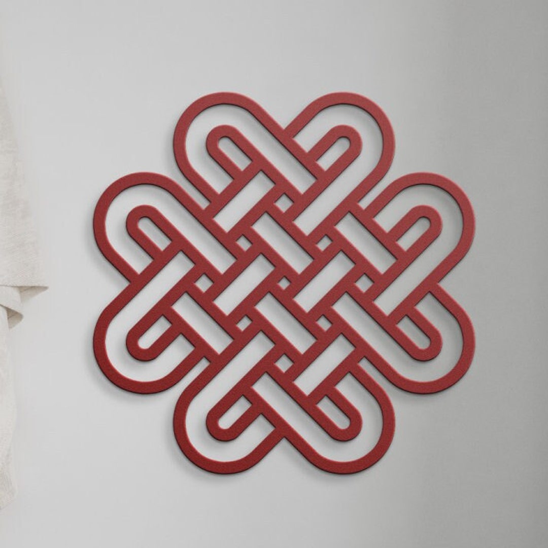 Chinese Knot Symbol Metal Wall Art, Asian Outdoor Metal Art, Feng Shui ...