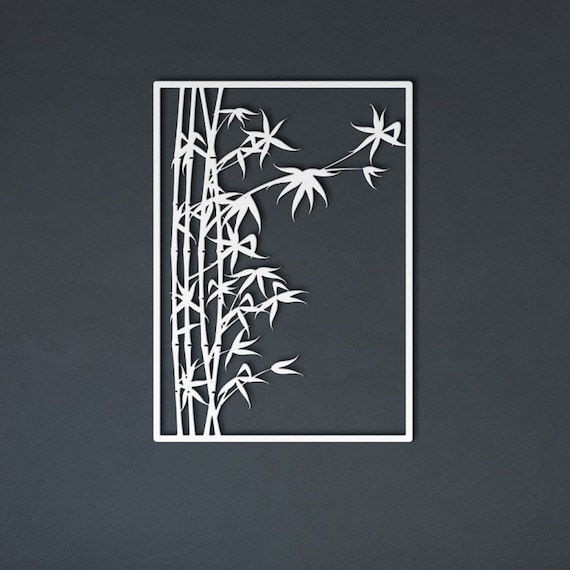 Bamboo Laser Cut Metal Art Leaves