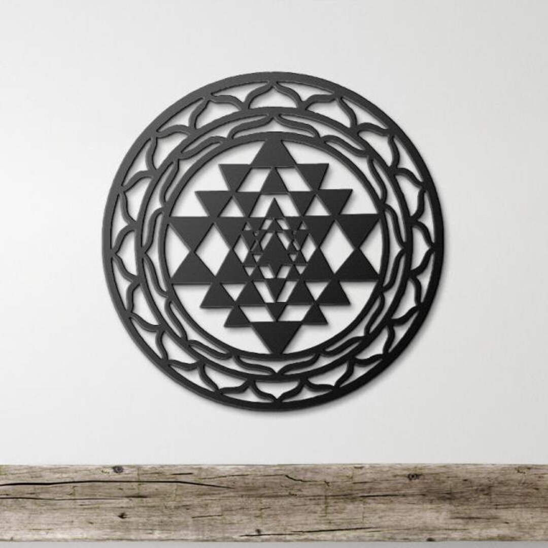 Sri Yantra Metal Wall Art, Yantra Sacred Geometry Wall Decor, Sri ...