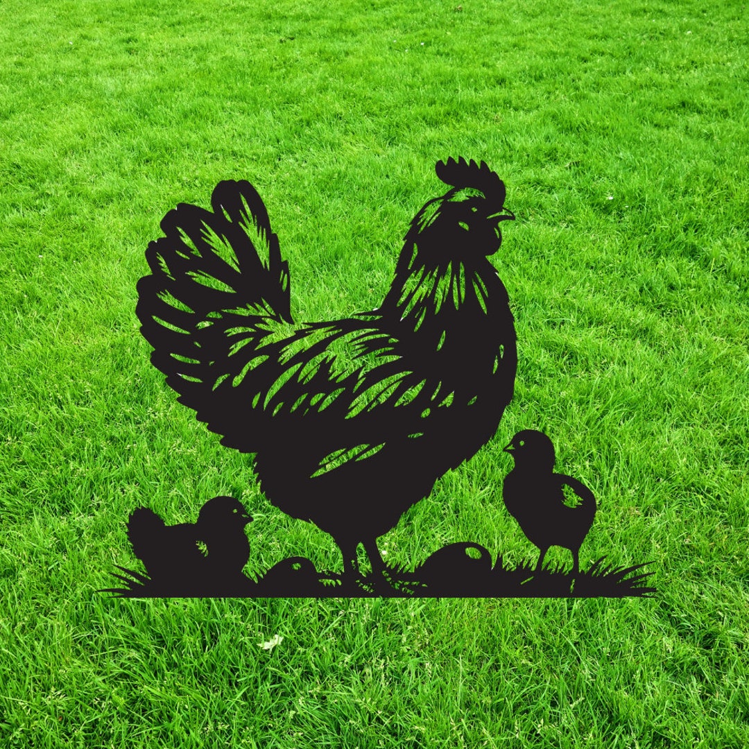 Metal Chicken Garden Decor, Metal Garden Decor, Metal Chicken and ...