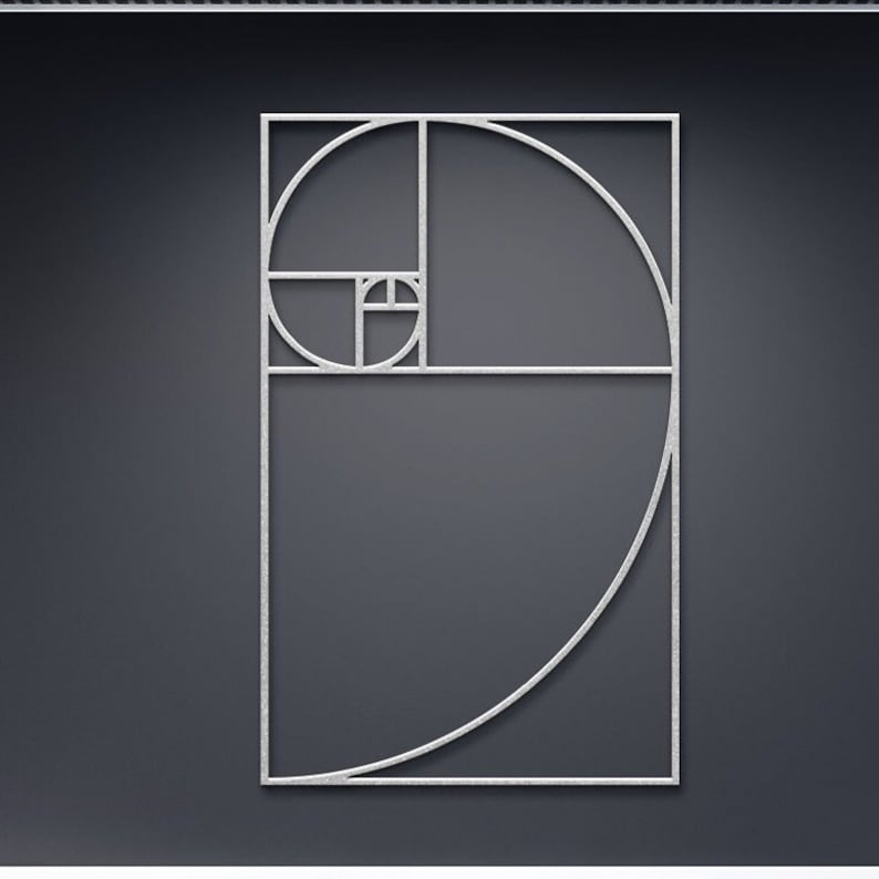 Fibonacci Spiral Golden Ratio Metal Wall Art Gift Sacred Geometry Dorm ...