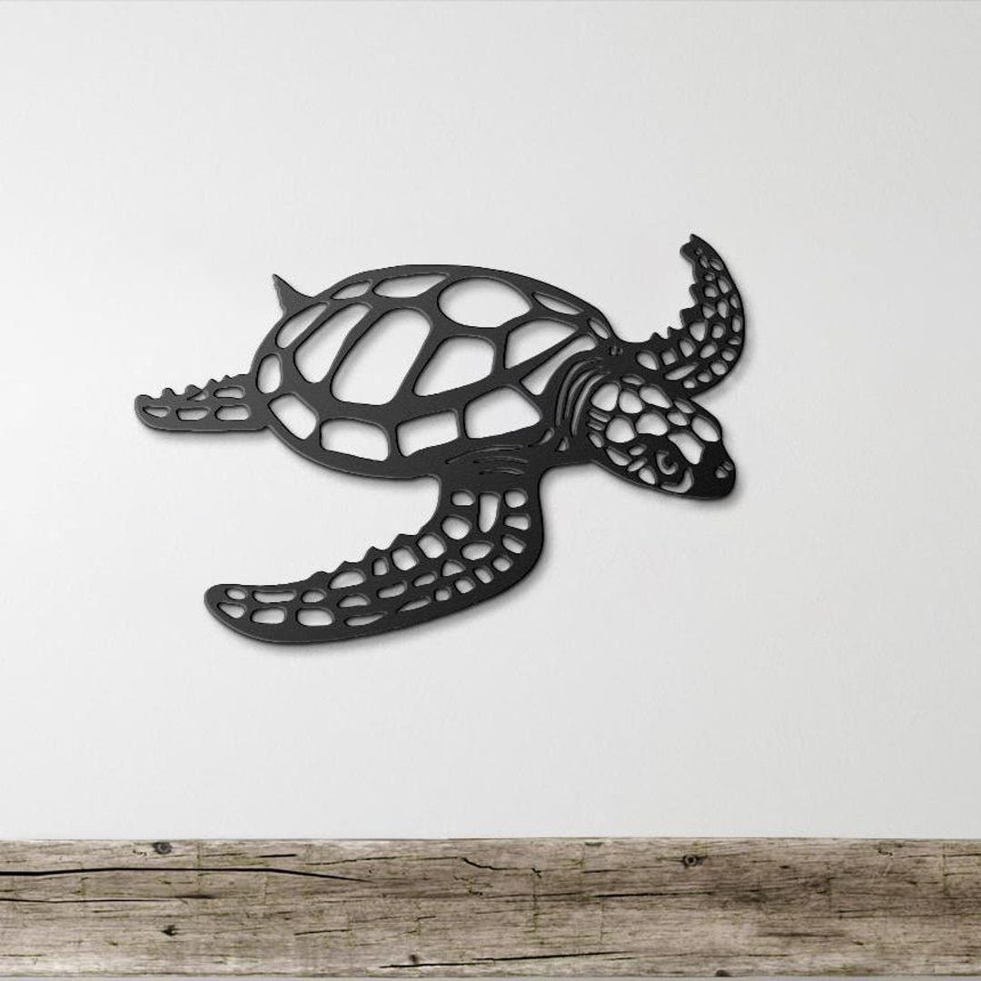 Sea Turtle Art, Turtle Metal Wall Art, Turtle Decor, Swimming Sea ...