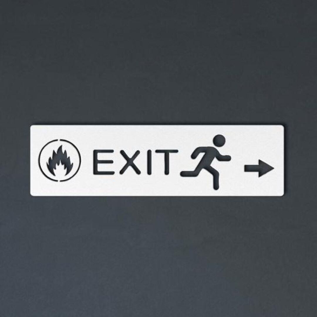 Metal Fire Exit Sign, Fire Escape Sign, Metal Arrow Signs, Emergency ...