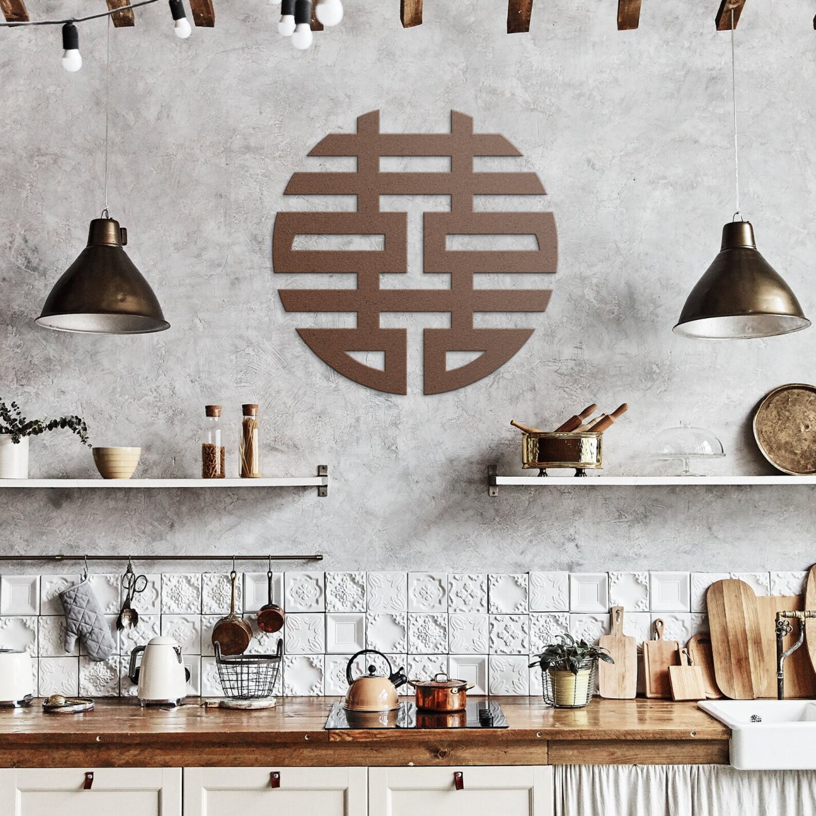 Double Happiness Wall Art Metal Chinese Symbol, Japanese Wall Art ...