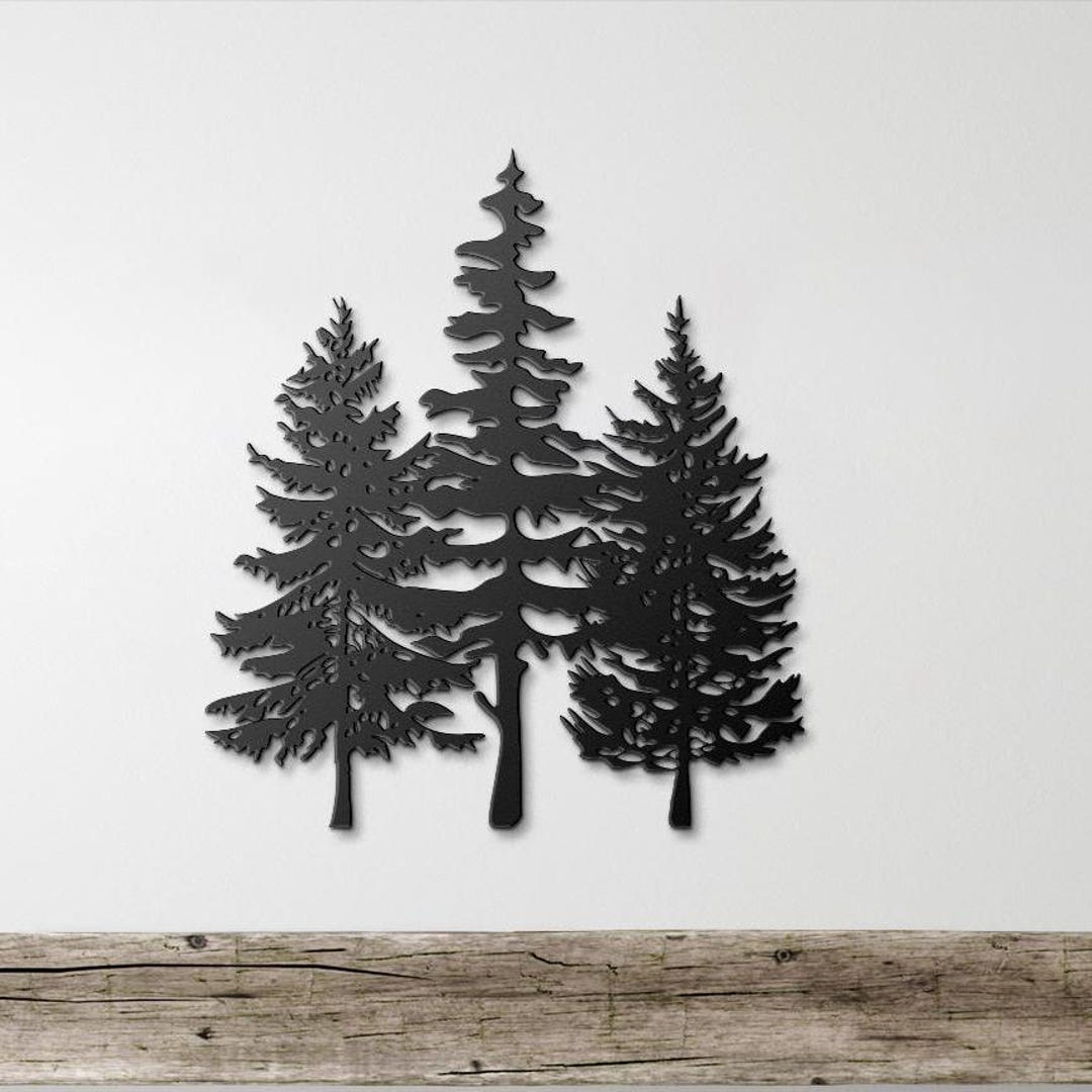 Metal Evergreen Tree Wall Hanging, Tree Metal Wall Art, Nature Lover ...