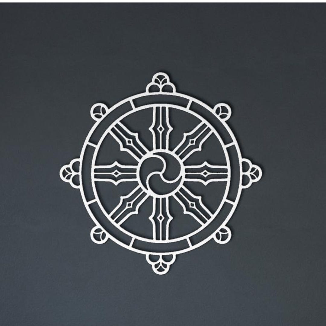 Dharmachakra Metal Wall Art, Chakra Buddhist Gift Dharma Wheel of Law ...