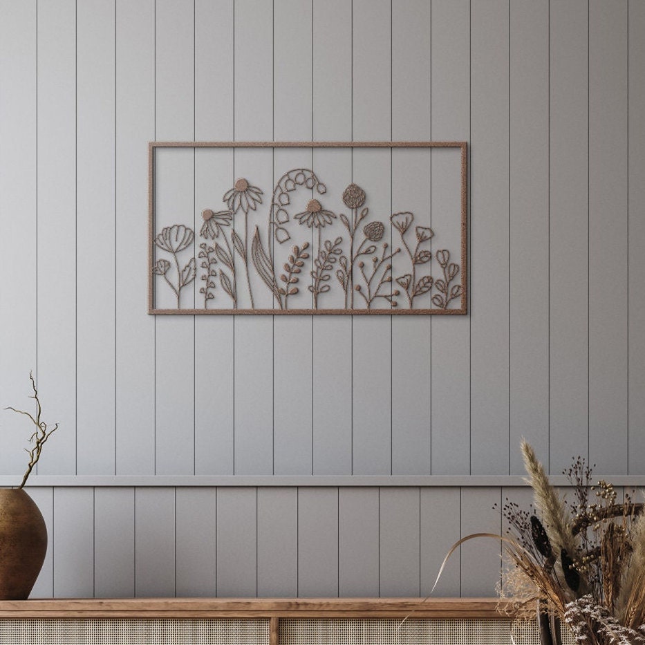 Wildflower Metal Wall Art, Spring Gift Kitchen Wall Art, Gift for Mom ...