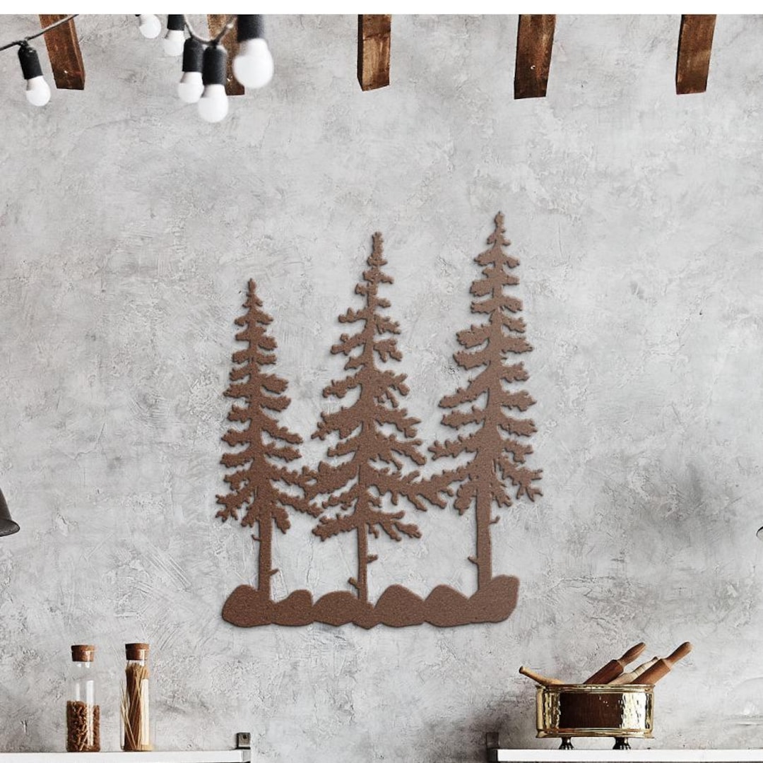 Oversized Metal Pine Tree Wall Decor: Farmhouse Cabin Art - Etsy