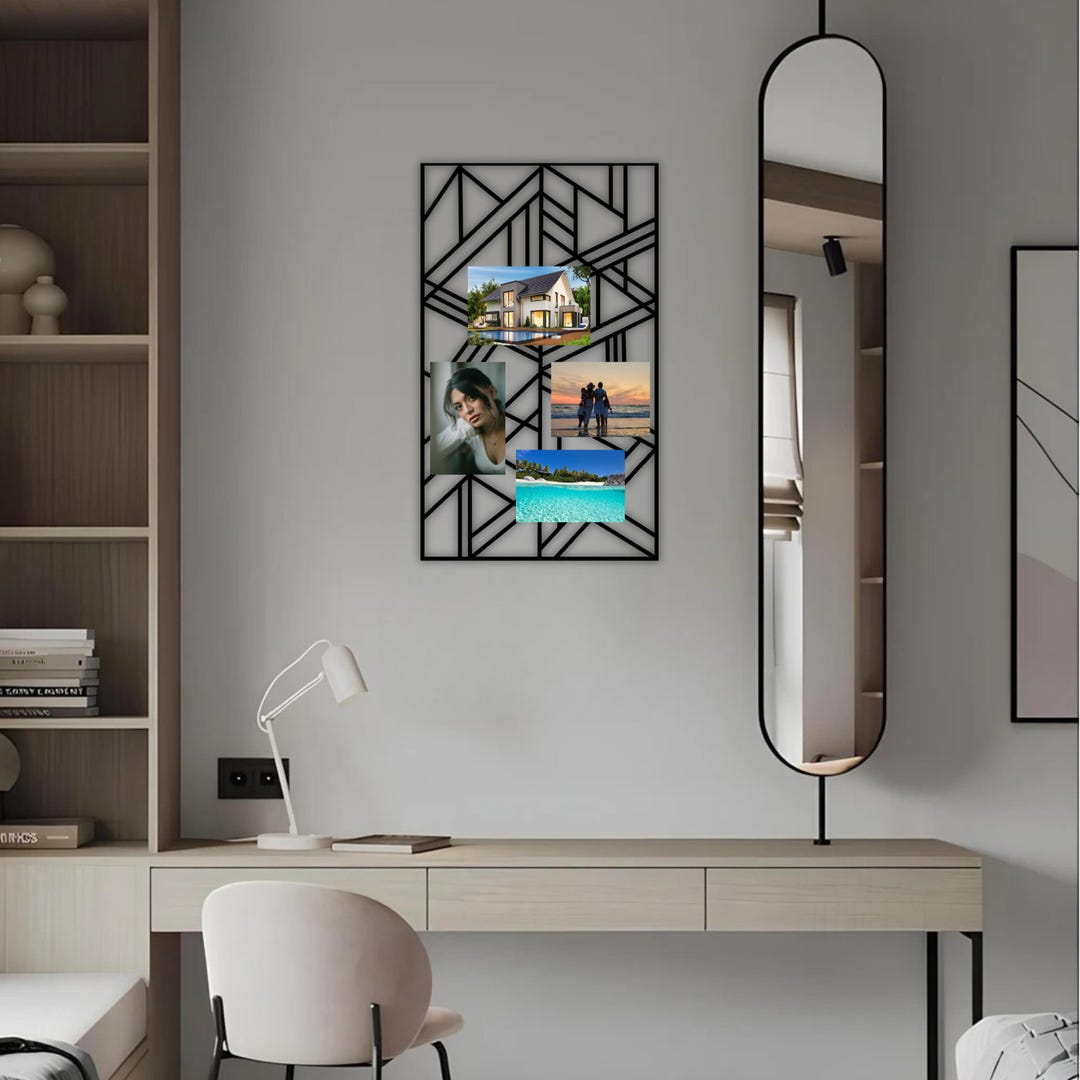 Metal Photo Grid: Geometric Wall Art, Notice Board • Magnet Travel ...