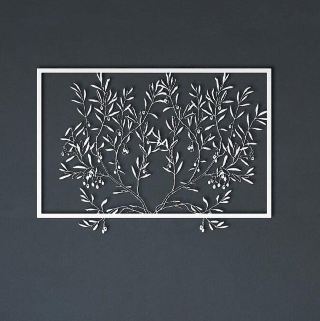 Olive Branch Metal Wall Art Gift | Large Wall Art Set | Framed Metal ...