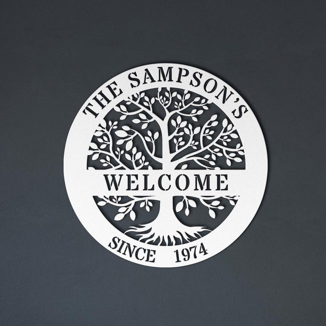 Personalized Welcome Family Tree of Life Name Sign, Custom Metal Wall ...