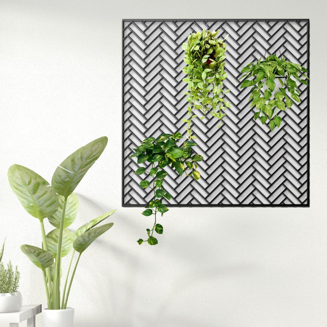 Metal Wall Grid, Wall Grid for Plants, Mesh Memo Board, Herringbone ...