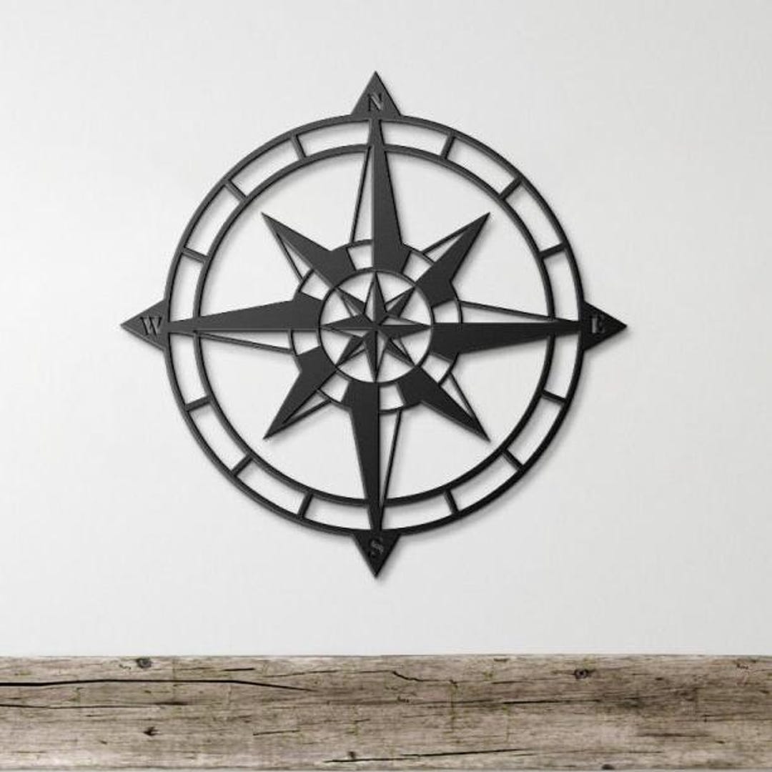 Metal Compass Wall Art, Compass Wall Decor, Livingroom Wall Art, Cabin ...