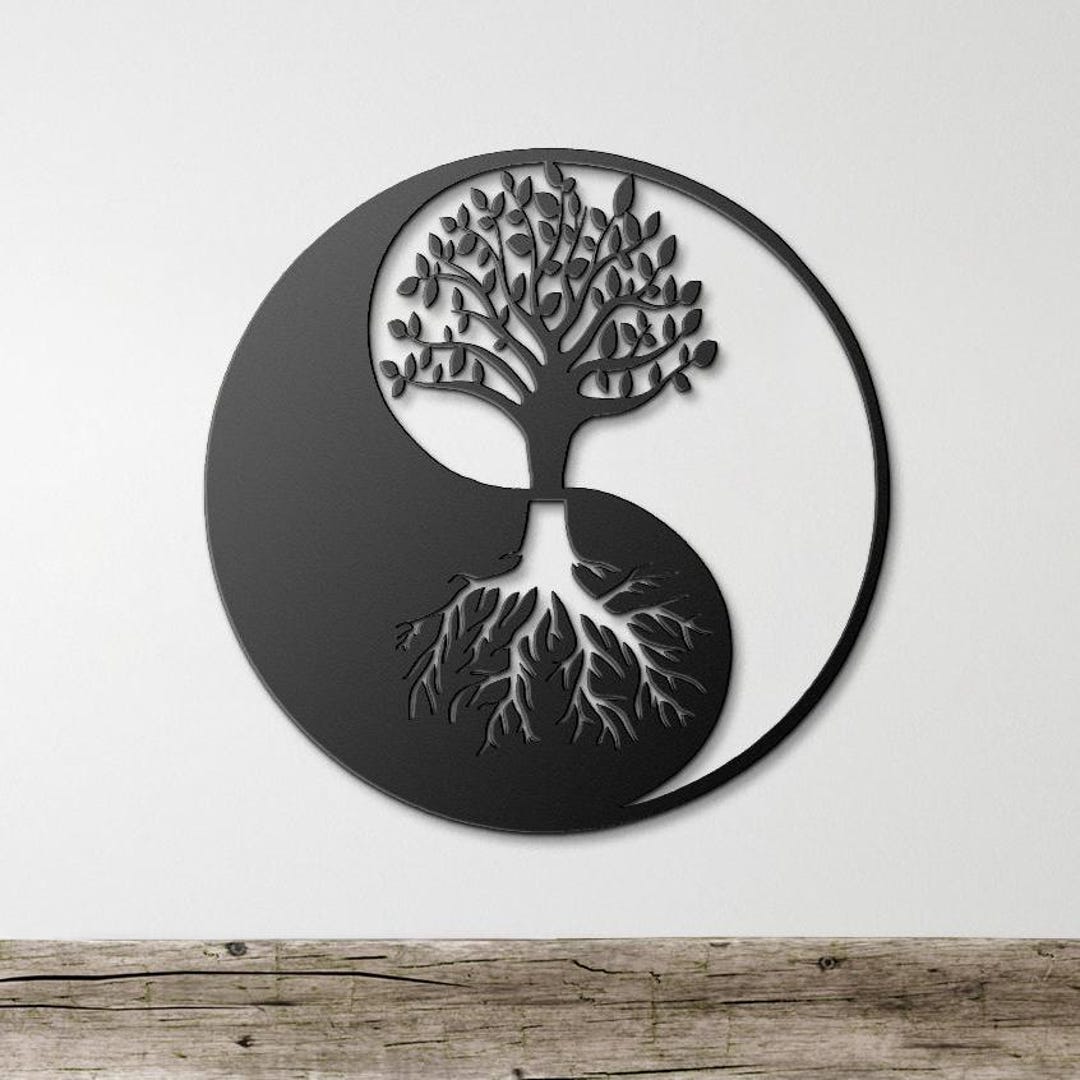 Yin Yang Tree of Life Metal Wall Art, Japanese Wall Decor, Tree of Life ...
