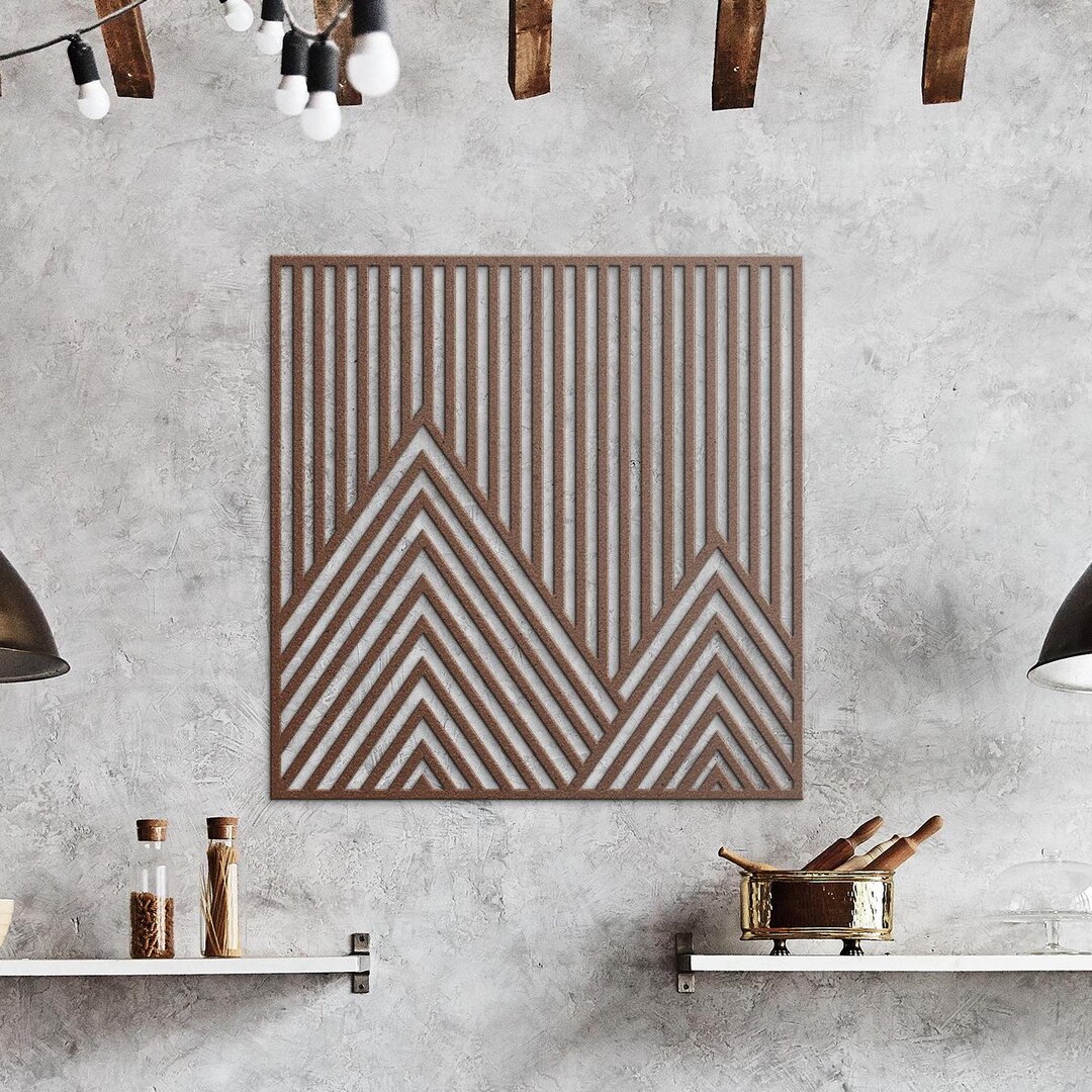 Kitchen Wire Wall Grid, Geometric Mountain Wall Grid Decor, Kitchen ...