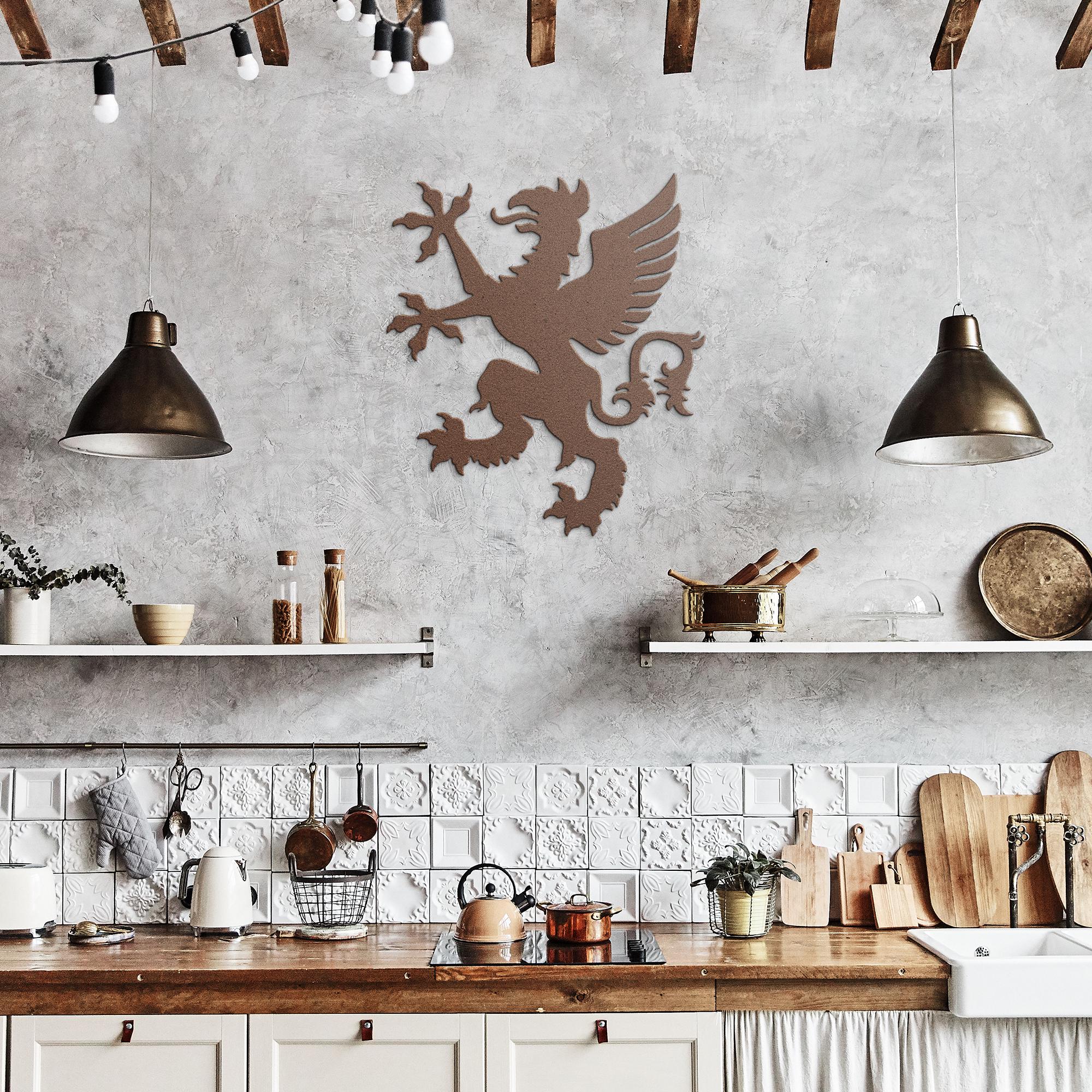 Mythology Griffin Metal Wall Art, Eagle Griffon Wall Art, Heraldic Lion ...