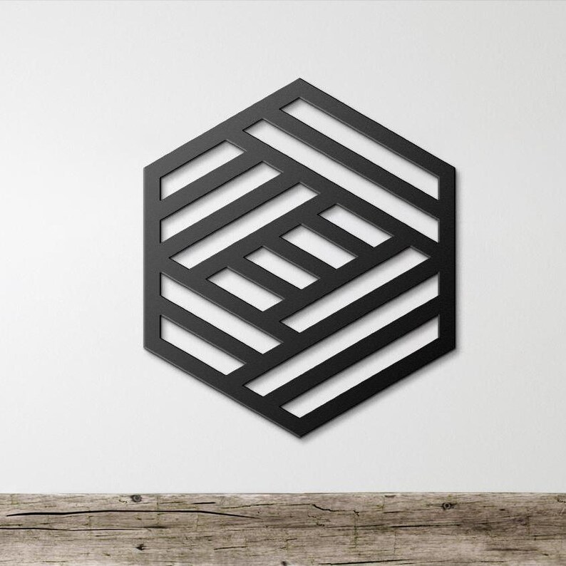 Hexagon Metal Wall Art, Luxury Wall Grid Home Decor, Geometric Shapes ...