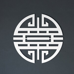 Asian Art Longevity Symbol Metal Wall Art Oriental Decor, Feng Shui ...