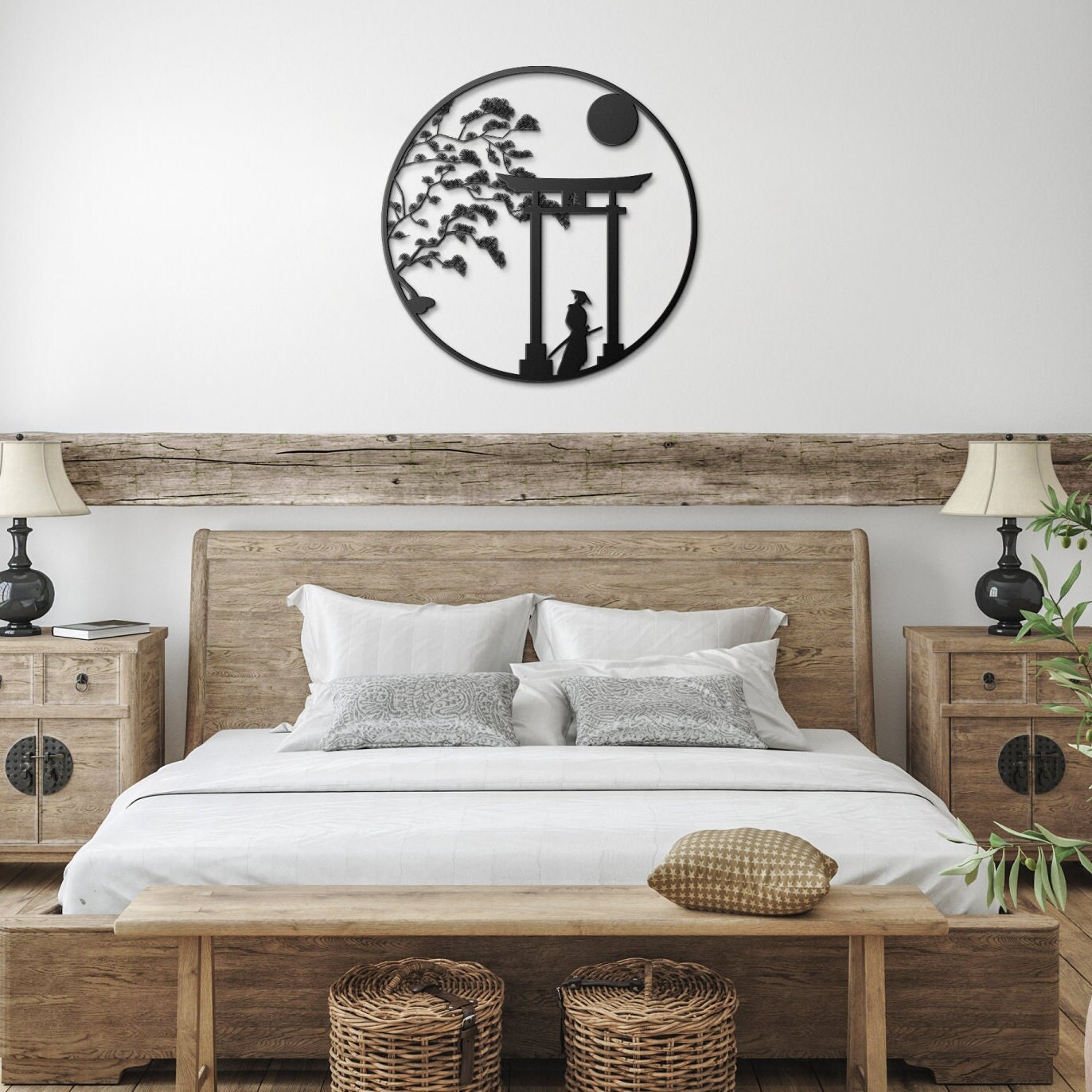 Japanese Metal Wall Art, Torri Gate Wall Art Bonsai Tree Metal Asian ...